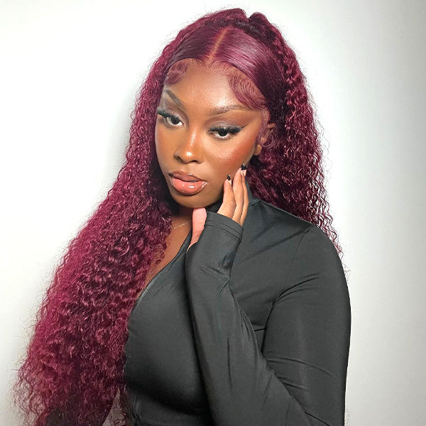 Glueless Color Wigs Water Wave 99J Burgundy Color Wear Go Glueless Wig ...