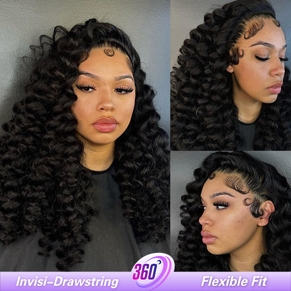 Wand Curl Invisi Drawstring 360 Glueless Wig Bleached Knots Wig | OQ ...