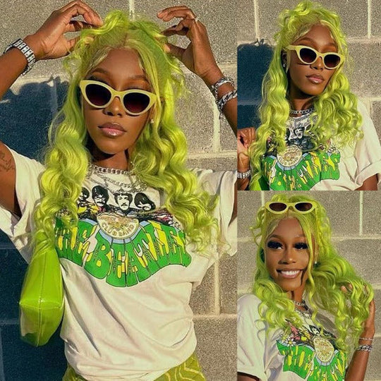 Summer Hot Color Wigs Mint Green/Neon Green/Lake Brilliant Blue ...